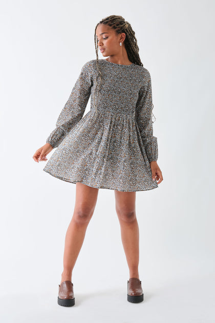 Daisy Street Shirred Alexis Mini Smock Dress